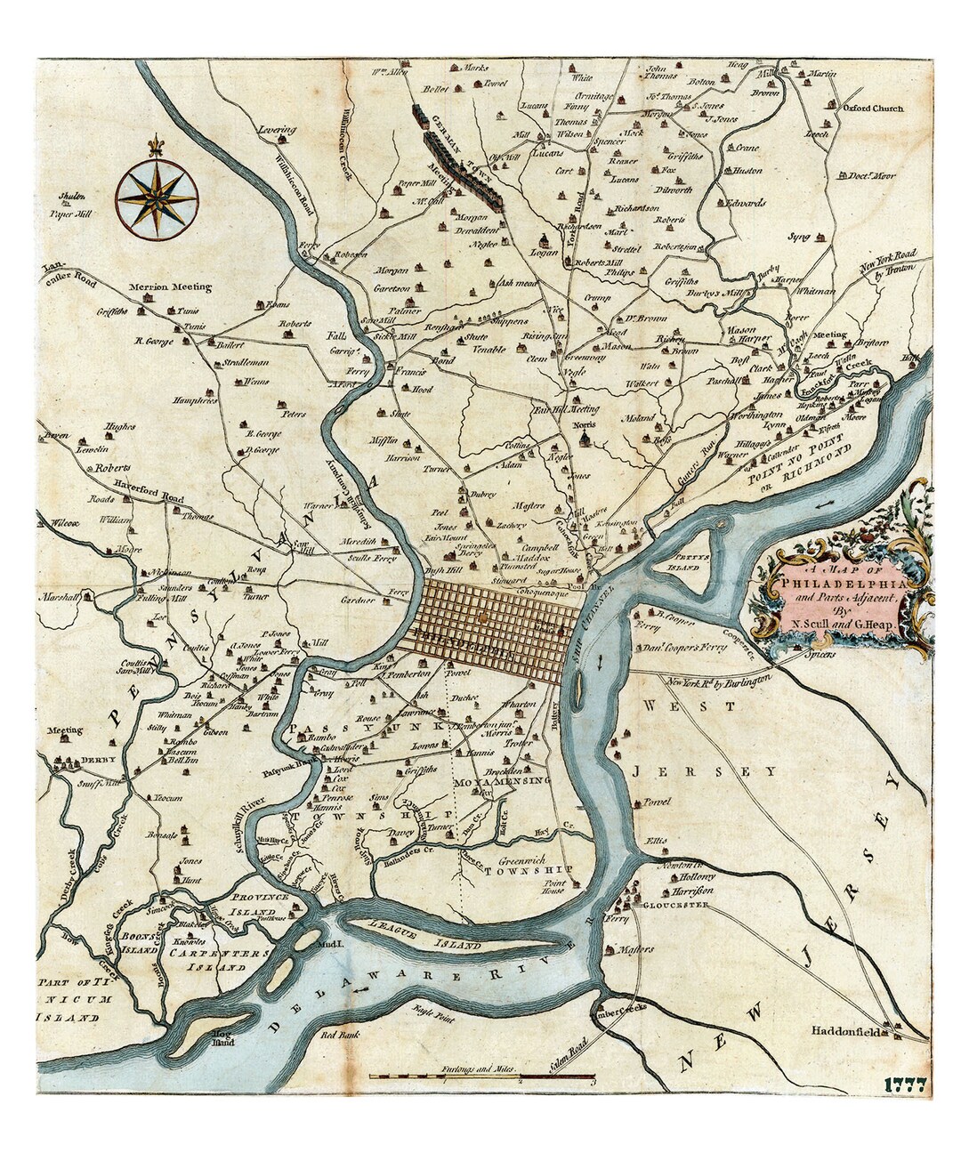 1777 Map of Philadelphia Pennsylvania and Parts Adjacent - Etsy