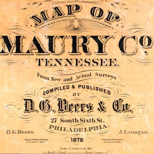 1878 Map of Maury County Tennessee Columbia - Etsy