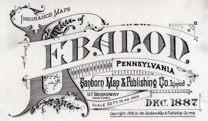 1887 Town Map of Lebanon Lebanon County Pennsylvania | Etsy