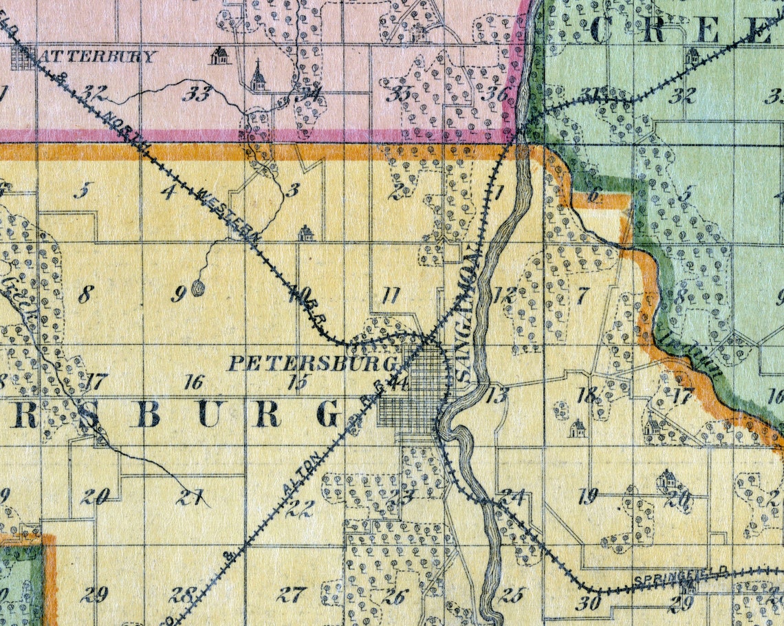 1874 Map of Menard County Illinois - Etsy