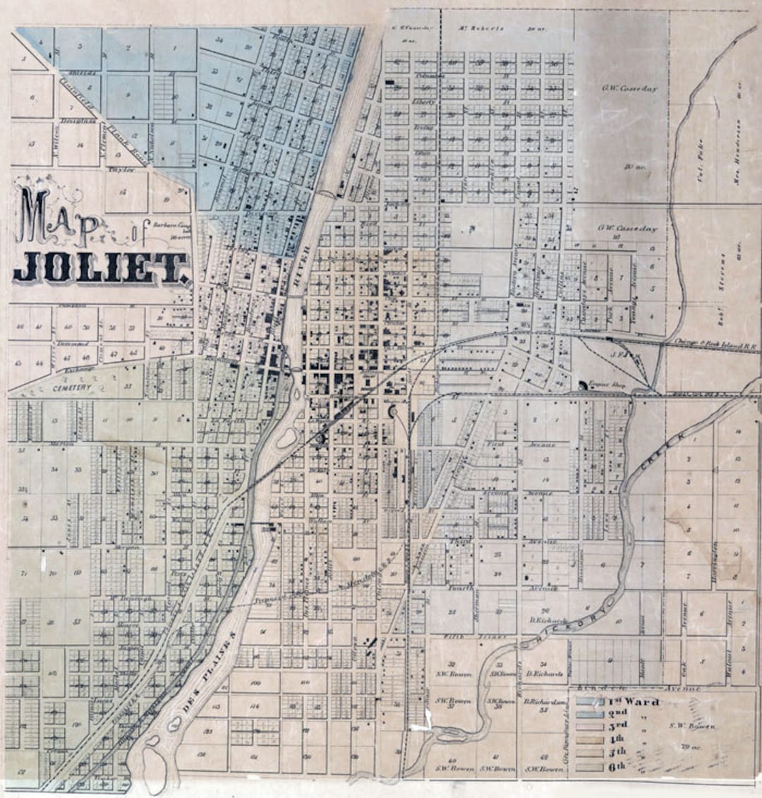 1864 Map of Joliet Will County Illinois - Etsy
