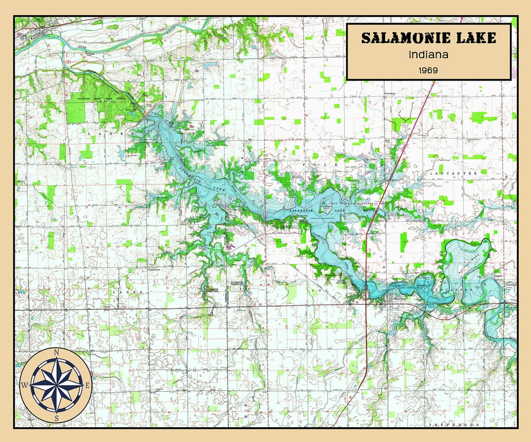 1969 Map of Salamonie Lake Indiana - Etsy