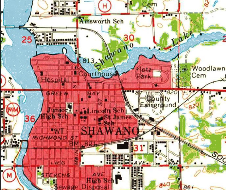 1964 Map of Shawano Lake Wisconsin - Etsy
