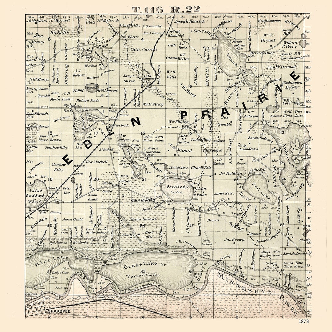 1873 Map of Eden Prairie Township Hennepin County Minnesota - Etsy