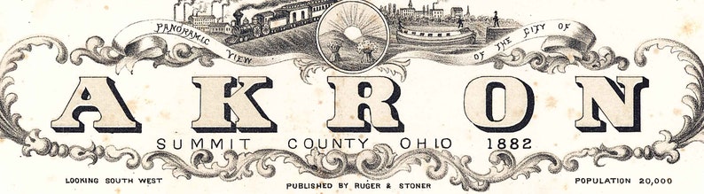 1882 Panoramic Map of Akron Summit County Ohio - Etsy