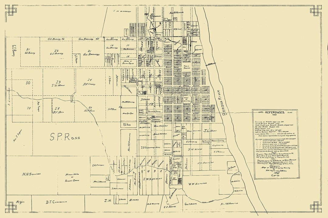 1869 Map of Waco Texas - Etsy