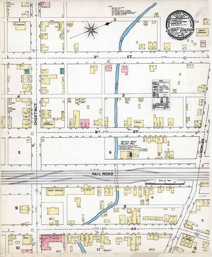 1891 Town Map of Derry Westmoreland County Pennsylvania - Etsy