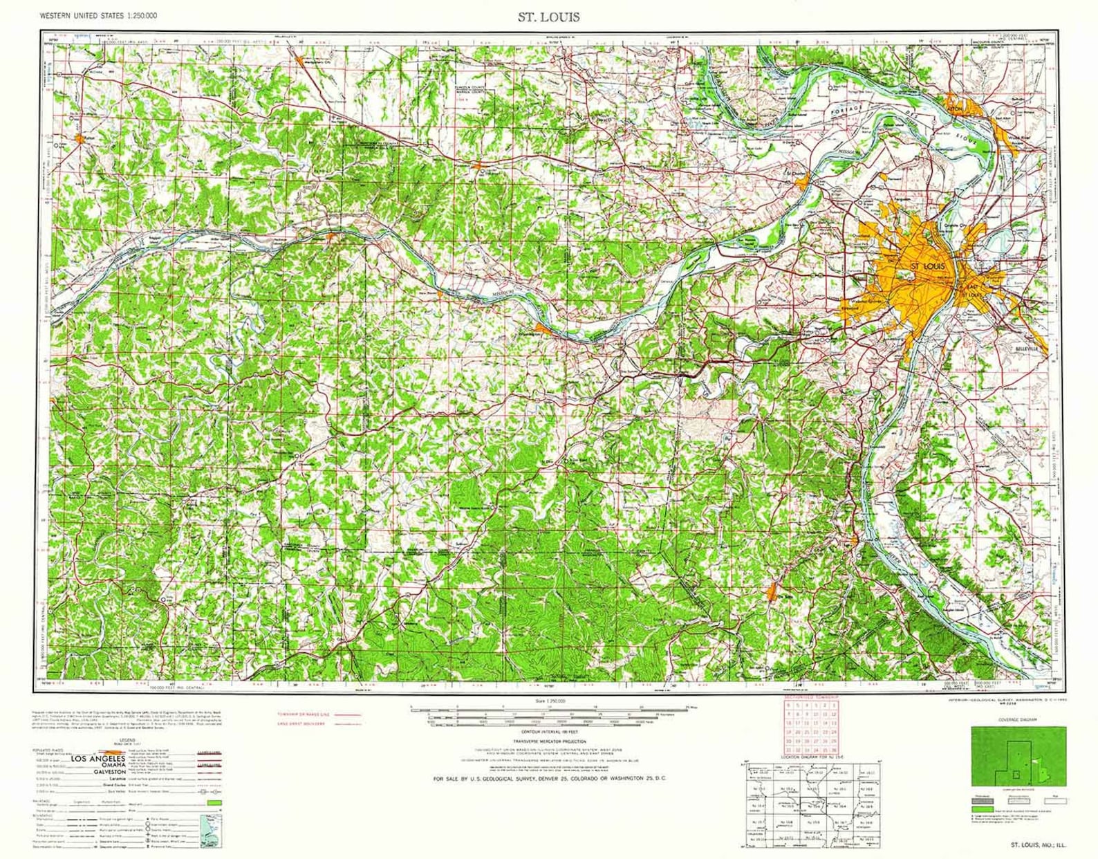 1962 Topo Map of St Louis Missouri - Etsy