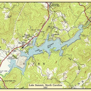 1957 Map of Lake Summit North Carolina - Etsy