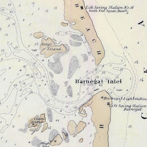 1878 Map of New Jersey Coast Barnegat Bay to Tuckerton - Etsy
