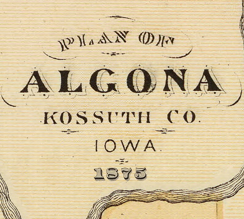 1875 Town Map of Algona Kossuth County Iowa - Etsy