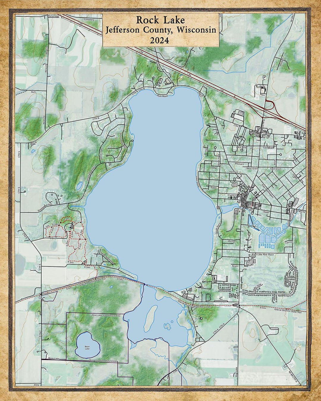 2024 Map of Rock Lake Jefferson County Wisconsin - Etsy