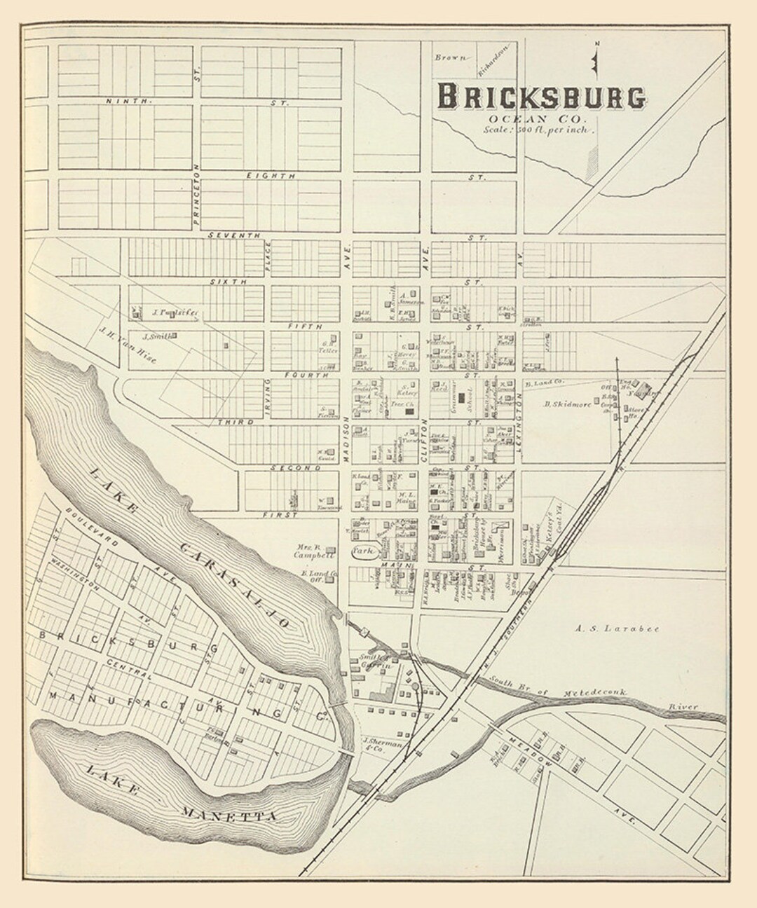1878 Map of Bricksburg New Jersey - Etsy