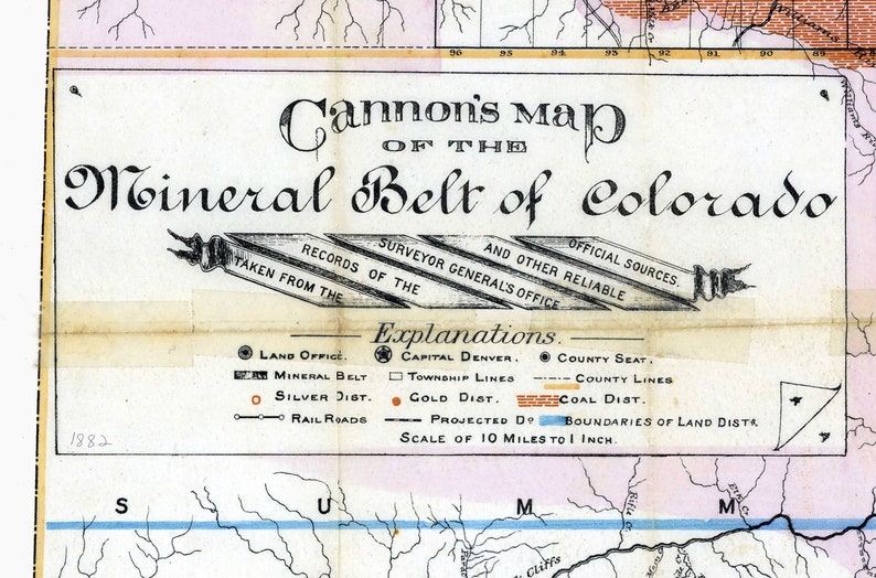 1882 Map of the Mineral Belt of Colorado - Etsy