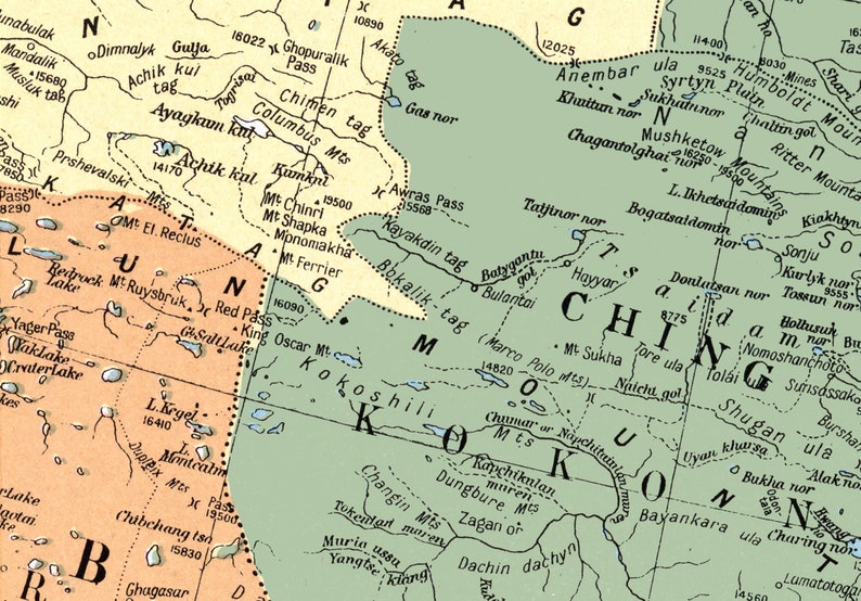 1900 Map of China and Adjacent Countries - Etsy