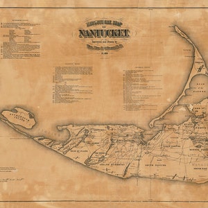 1869 Historical Map of Nantucket Island Massachusetts - Etsy