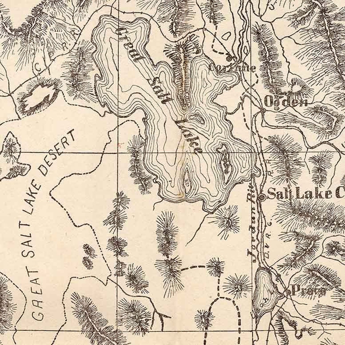 1890 Map the Great Salt Lake Sevier River & Great Salt Lake Desert - Etsy