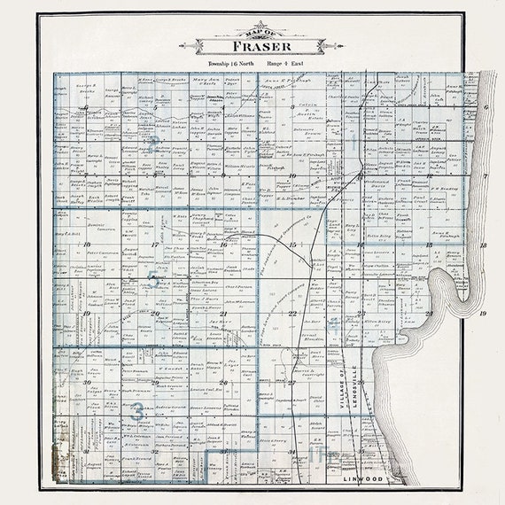1896 Map of Fraser Township Bay County Michigan - Etsy