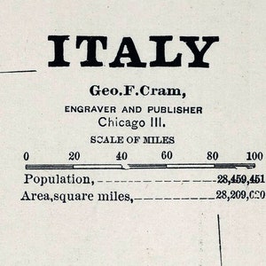 1883 Map of Italy - Etsy