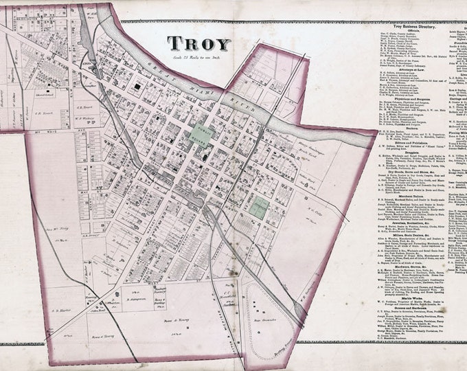 1871 Map of Troy Miami County Ohio - Etsy