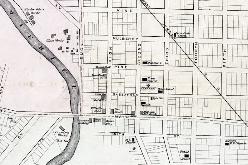 1876 Map of Millville Cumberland County New Jersey - Etsy