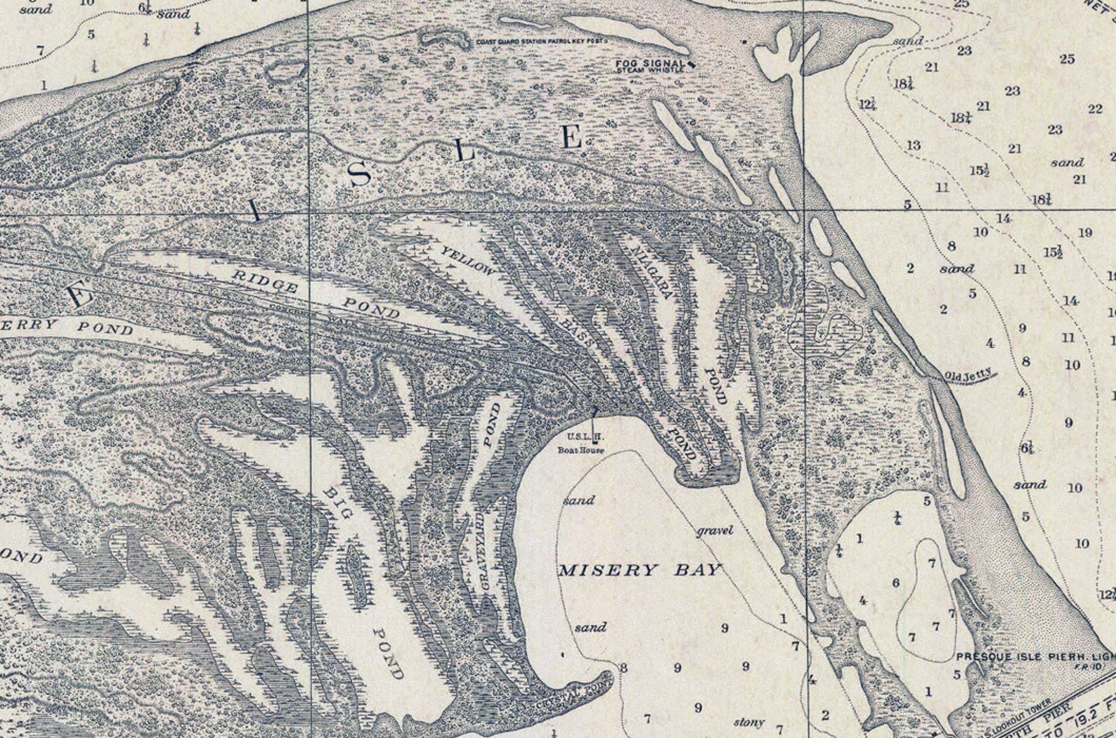 1923 Nautical Map of Erie Harbor and Presque Isle Lake Erie PA - Etsy