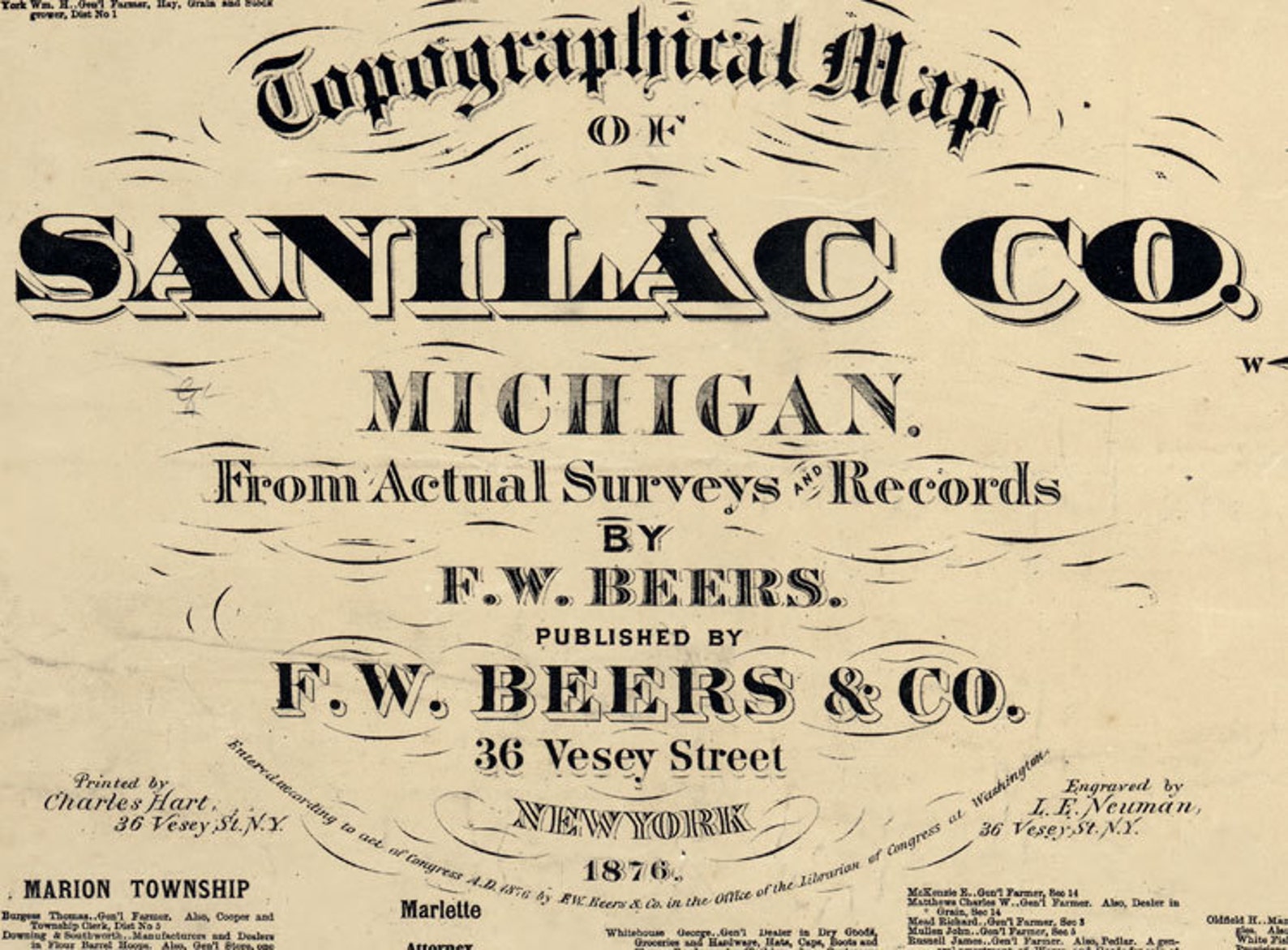 1876 Farm Line Map of Sanilac County Michigan Port Sanilac | Etsy