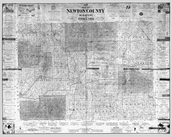 1928 Map of Newton County Missouri | Etsy