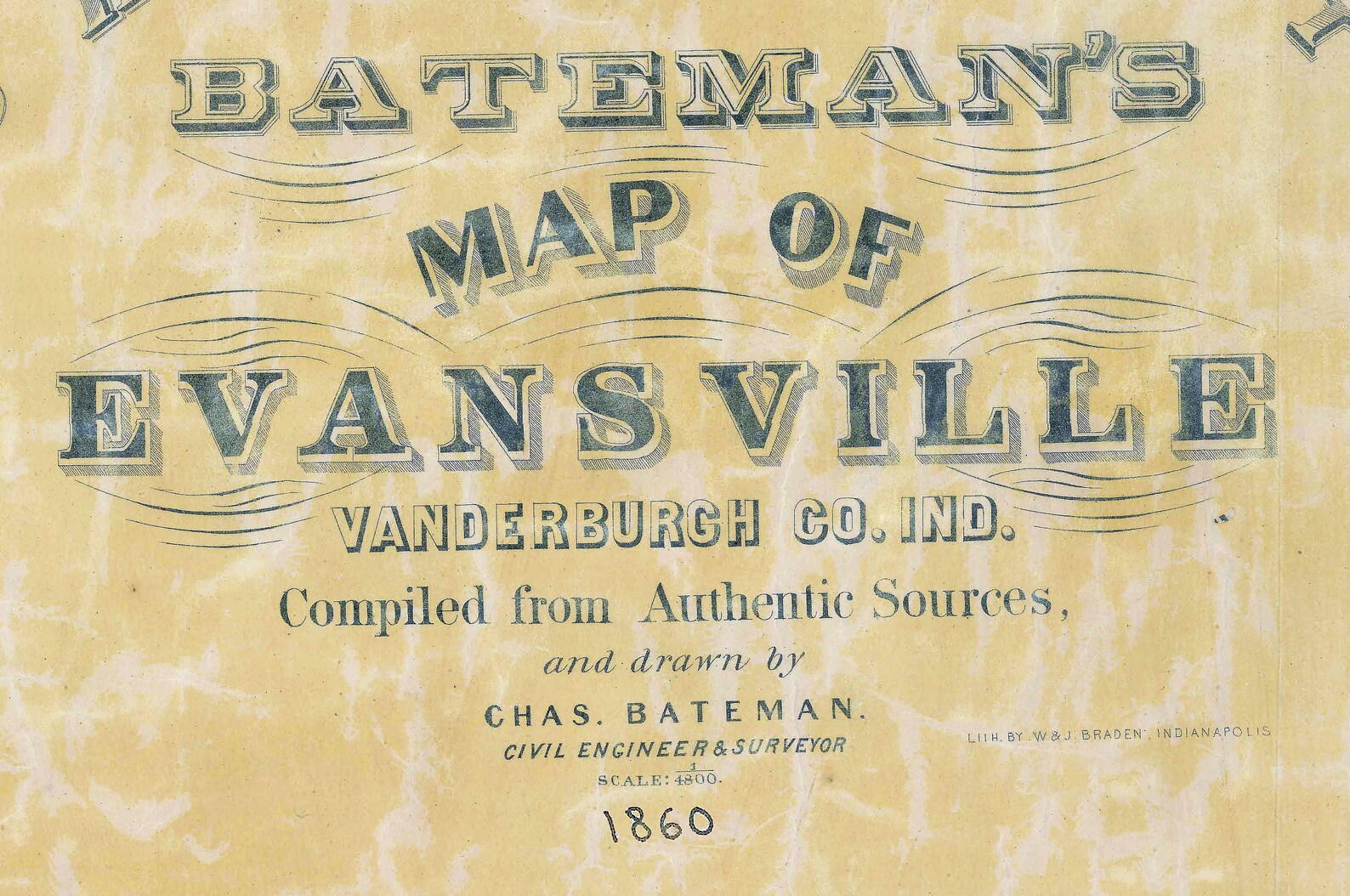 1860 Town Map of Evansville Indiana - Etsy