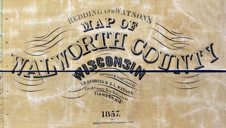 1857 Map of Walworth County Wisconsin Whitewater | Etsy