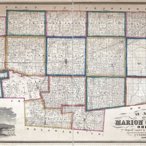 1852 Farm Line Map of Marion County Ohio - Etsy