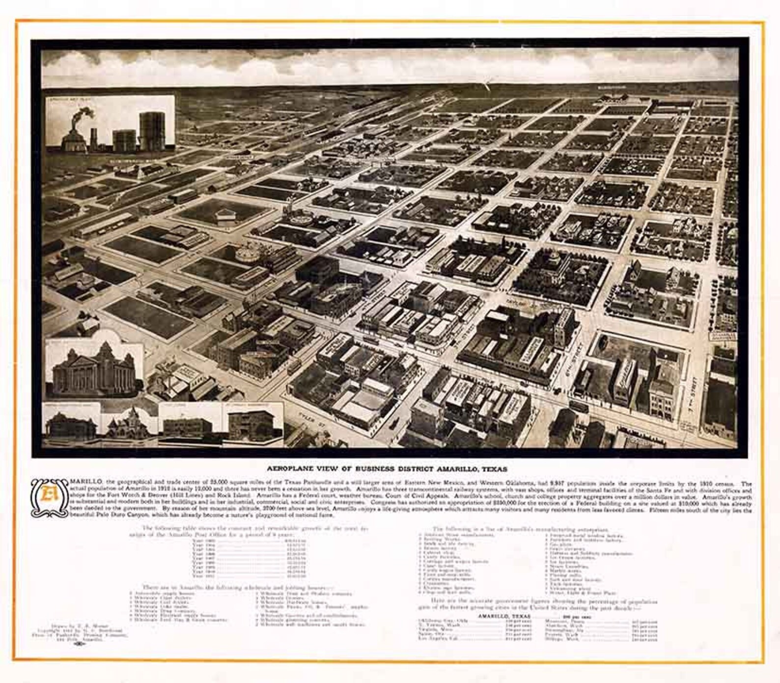 1912 Panoramic Map of Amarillo Potter County Texas - Etsy