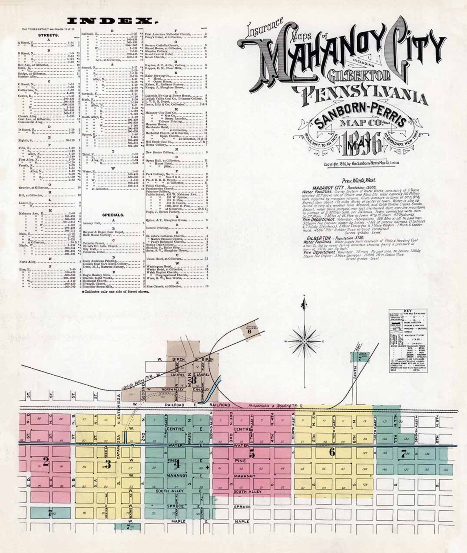 1896 Town Map of Mahanoy City Schuylkill County Pennsylvania - Etsy