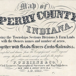 1861 Farm Line Map of Perry County Indiana - Etsy