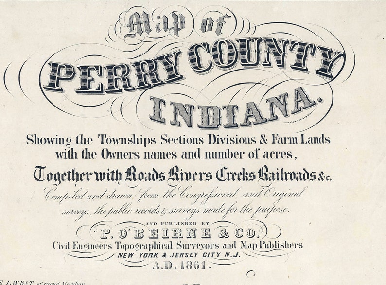 1861 Farm Line Map of Perry County Indiana | Etsy