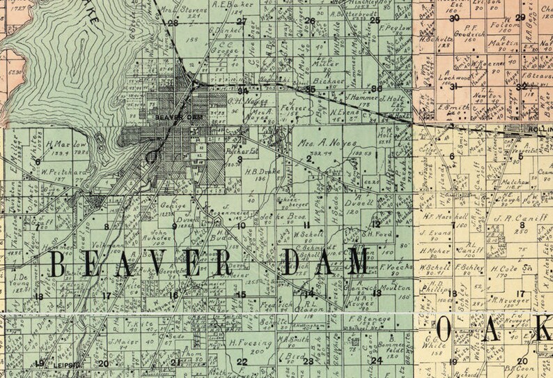 1900 Map of Dodge County Wisconsin - Etsy