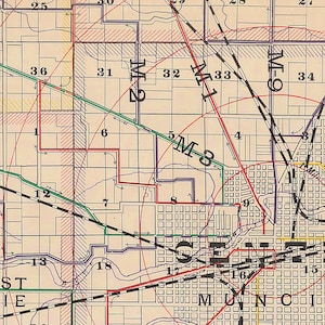 1903 Map of Delaware County Indiana - Etsy