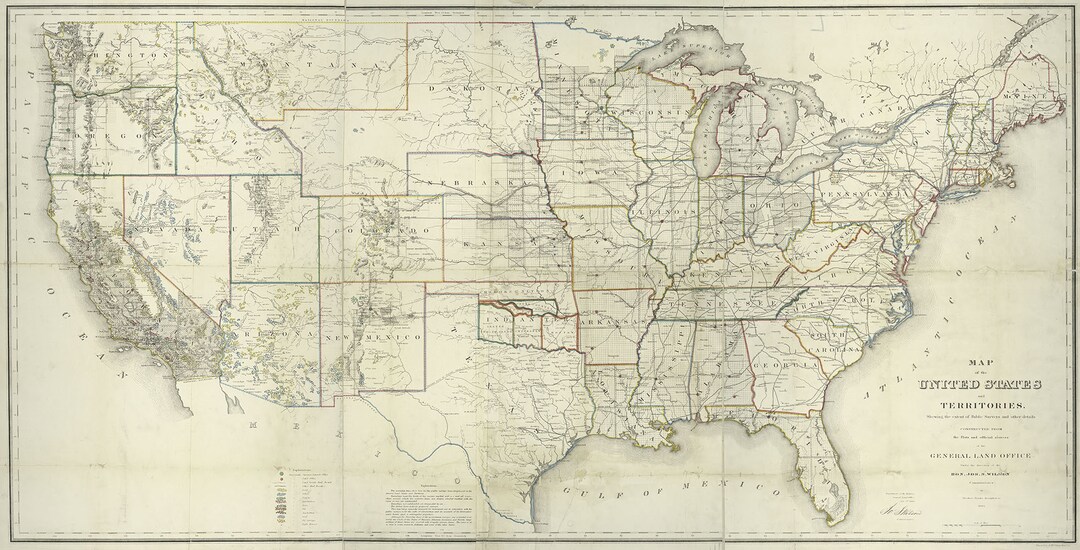 1866 Map of the United States - Etsy