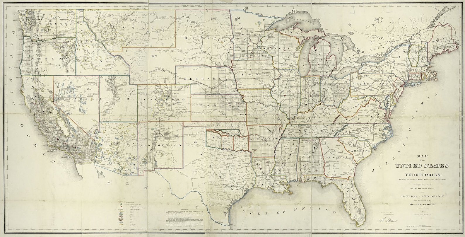 1866 Map of the United States - Etsy