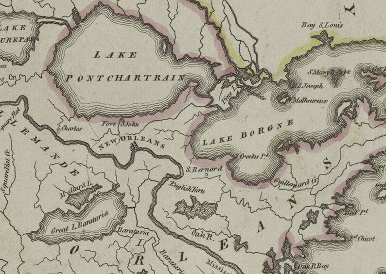 1814 Map of Louisiana - Etsy