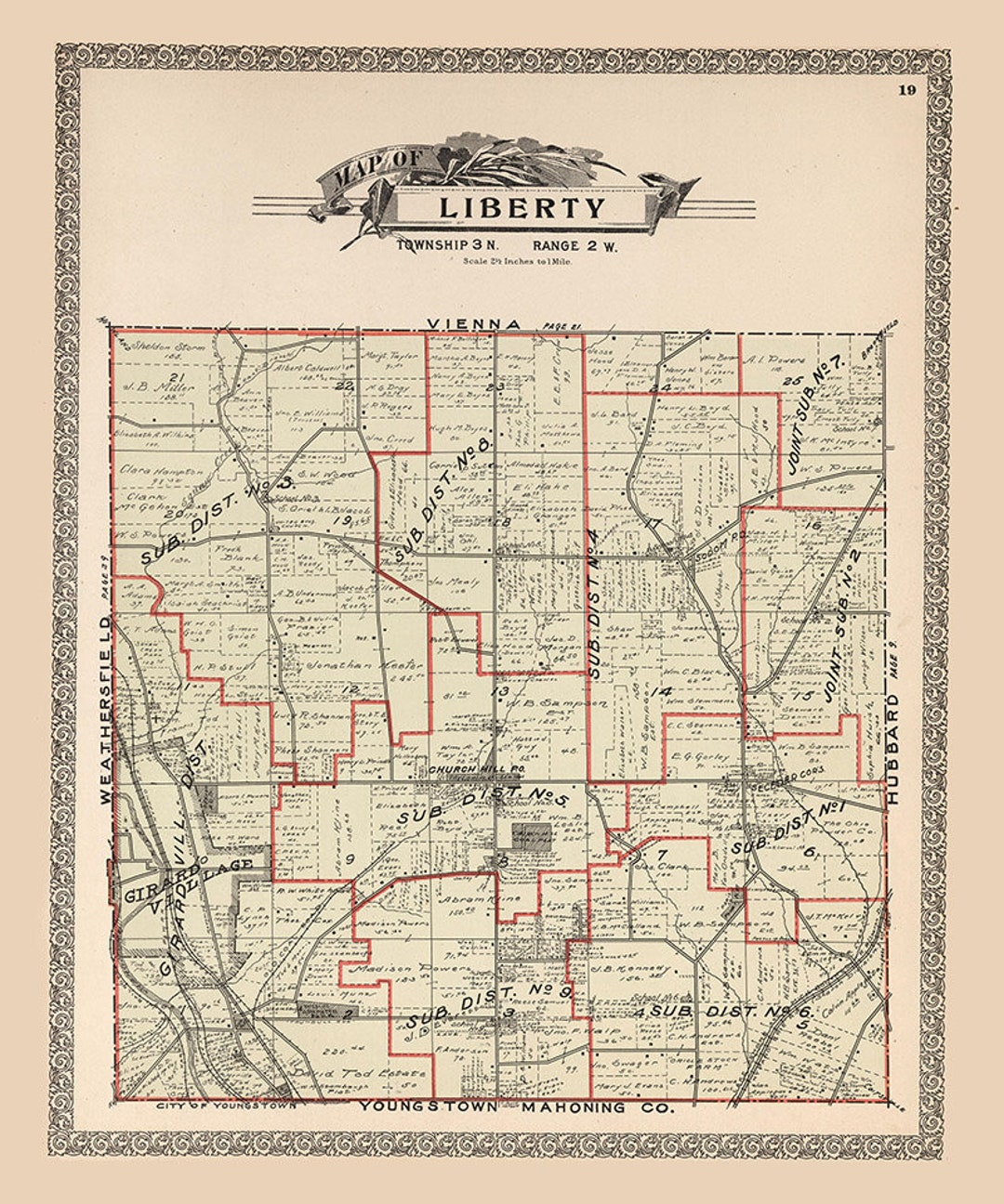 1899 Map of Liberty Township Trumbull County Ohio - Etsy