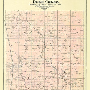 1889 Map of Deer Creek Township Outagamie County Wisconsin - Etsy