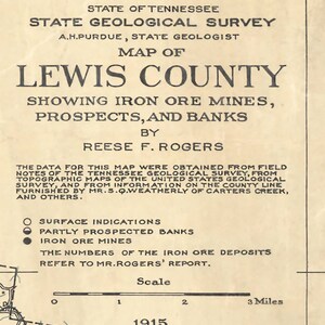 1915 Map of Lewis County Tennessee - Etsy