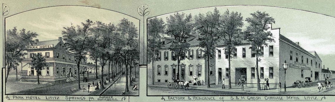 1887 Panoramic Map of Lititz Warwick Lancaster County - Etsy