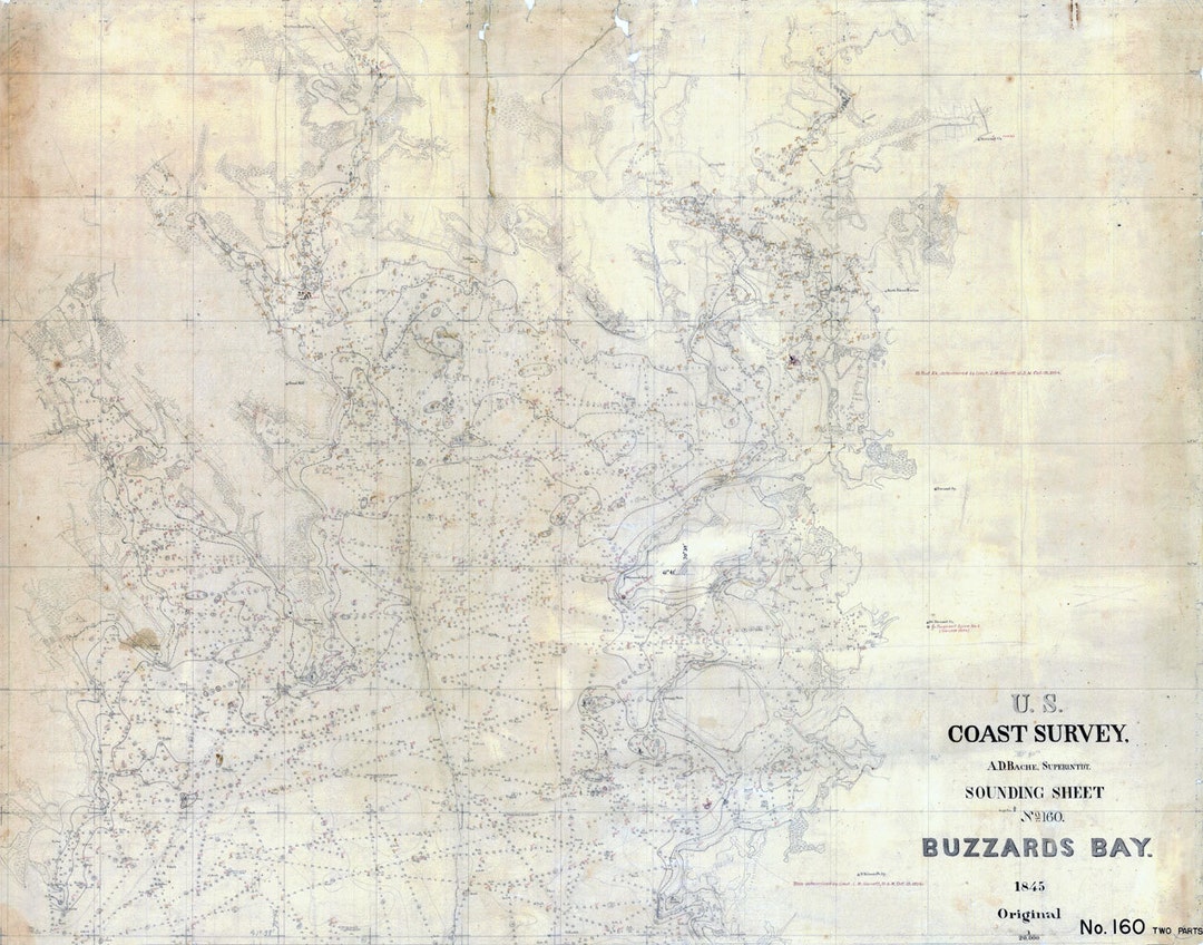 1845 Nautical Map of Buzzards Bay Massachusetts - Etsy