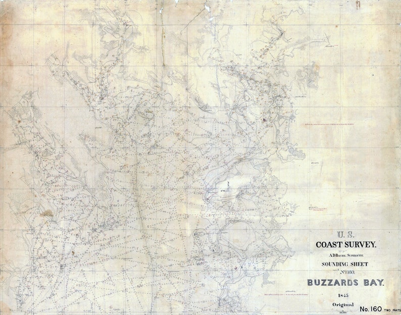 1845 Nautical Map of Buzzards Bay Massachusetts - Etsy