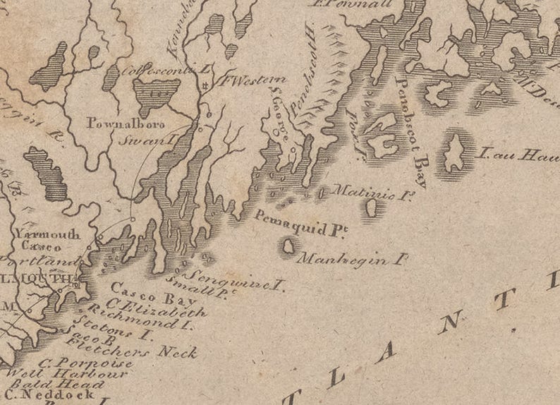 1811 Map of the Province of Maine | Etsy