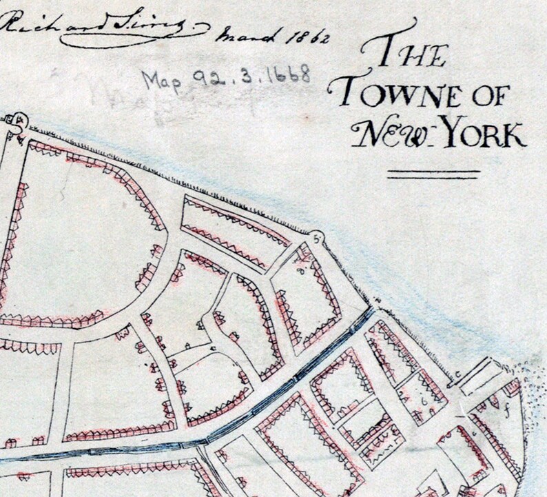 1664 Map of the Town of New York | Etsy