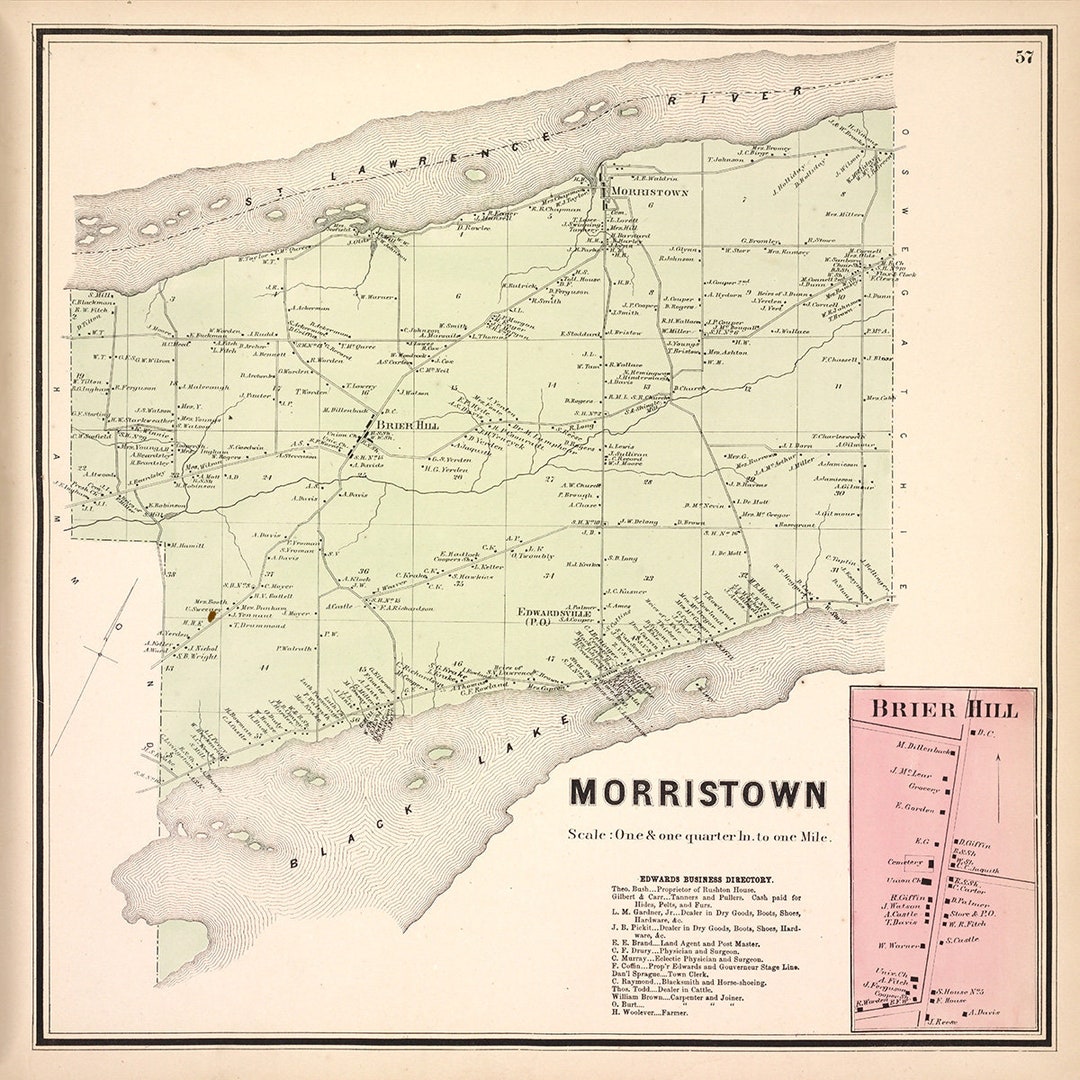 1865 Map of Morristown Township Saint Lawrence County New York - Etsy