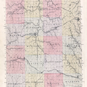 1887 Map of Nemaha County Kansas Seneca Centralia - Etsy